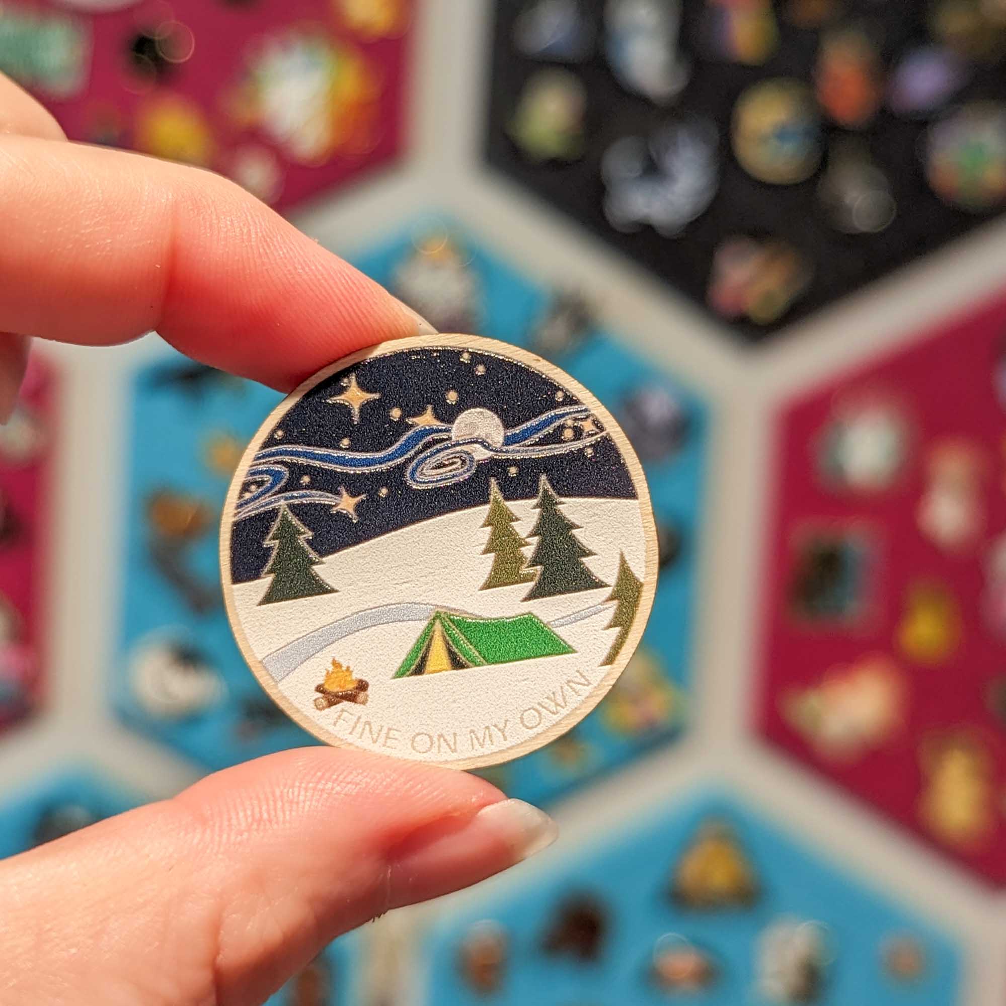 Fine On My Own wooden pin (wonderland version) | Cunning Linguist Co.